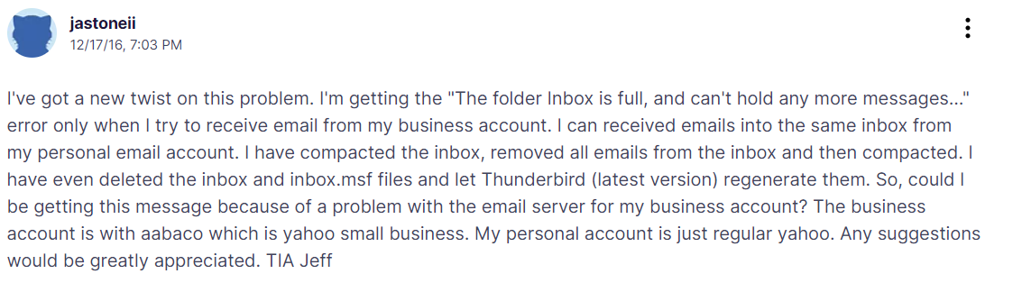Thunderbird Inbox Is Full & Cannot Hold More Messages – Fix Error