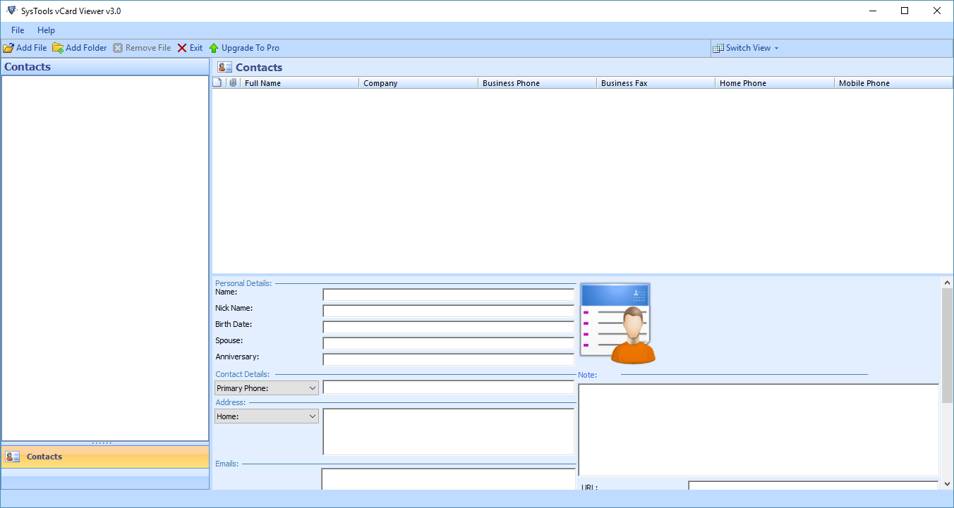VCF Viewer Tool to View & Read vCard Contact Files
